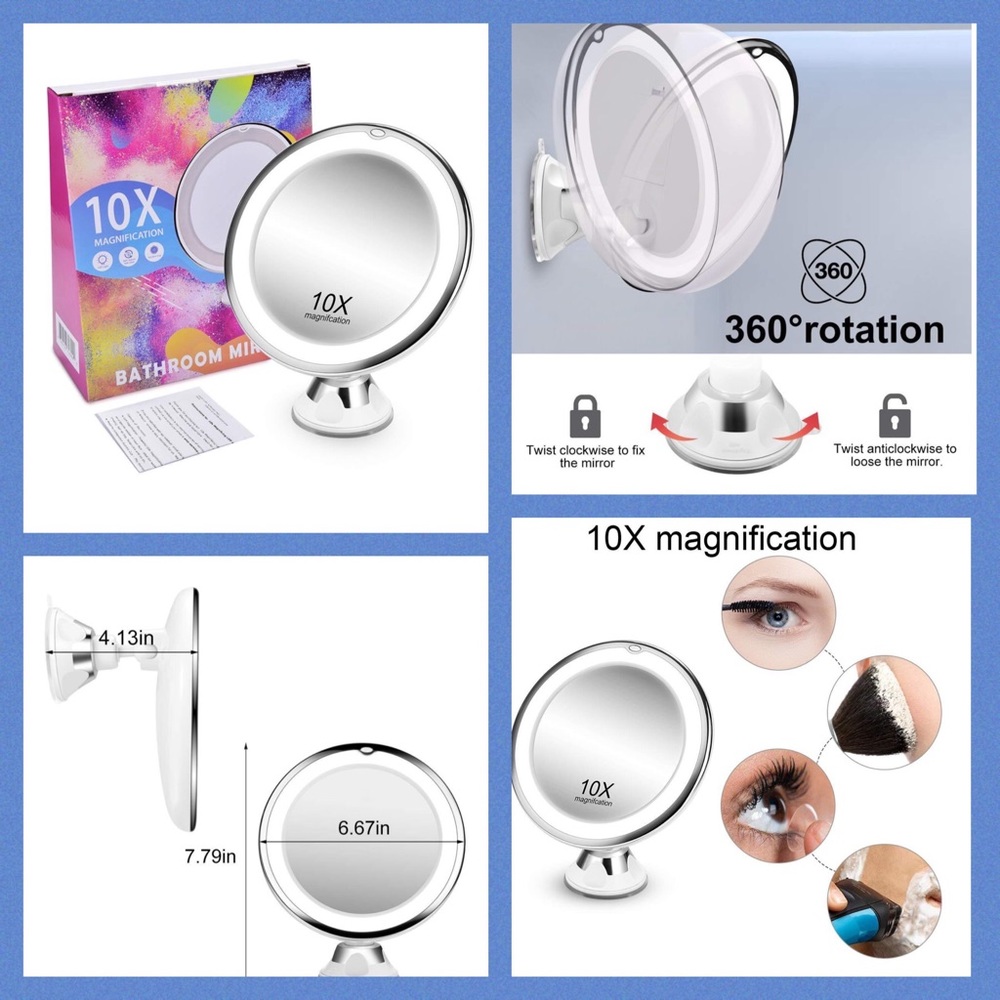 Koolorbs 10x Led Lighted Magnifying Mirror - Gem